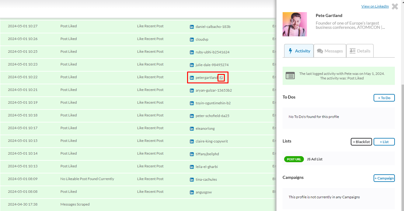 Using Activity Logs – LinkedSavvy Knowledgebase
